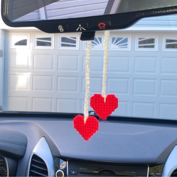 Other | New Floating Red Heart Car Mirror Accessory Car Rearview Mirror ...